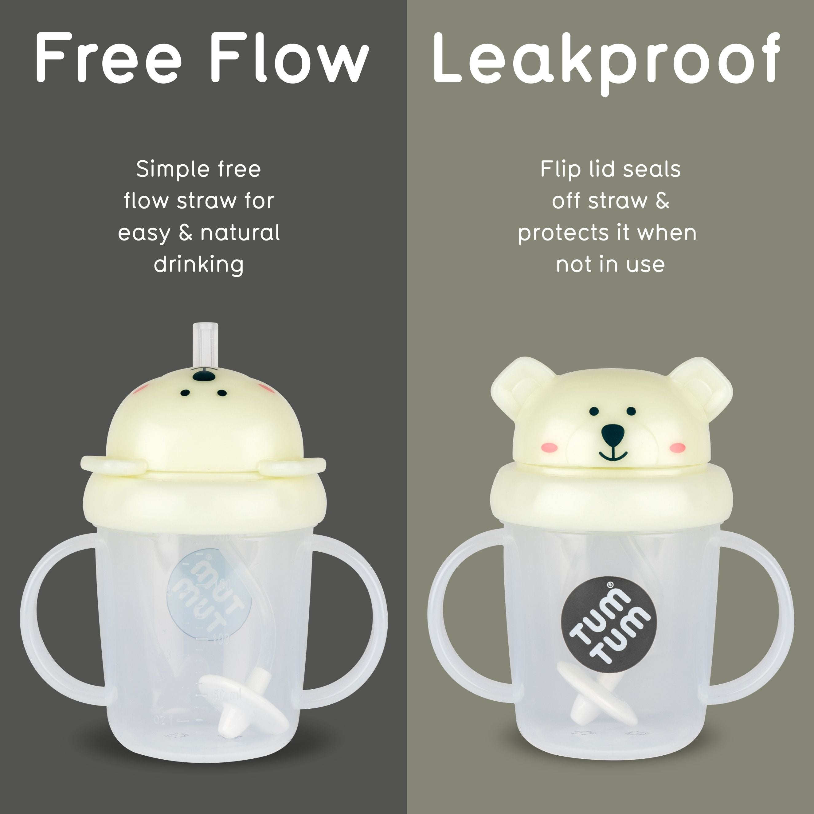 TUM TUM Tippy Up Free Flow Sippy Cup With Weighted Straw, Pete Polar ...