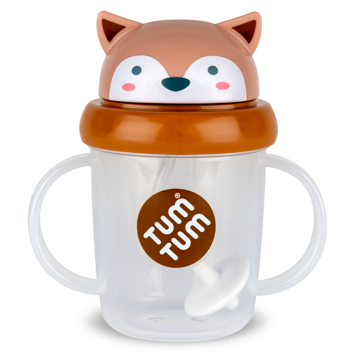 TUM TUM Tippy Up Free Flow Sippy Cup With Weighted Straw, Fergus Fox ...